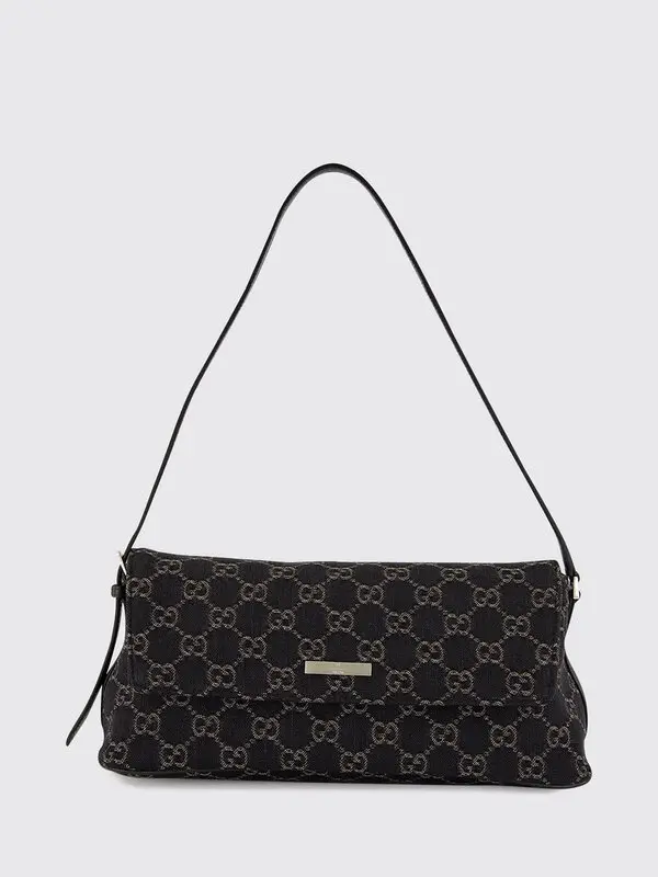 Gucci Madison Denim Shoulder Bag With Gg Monogram And Adjustable Handle