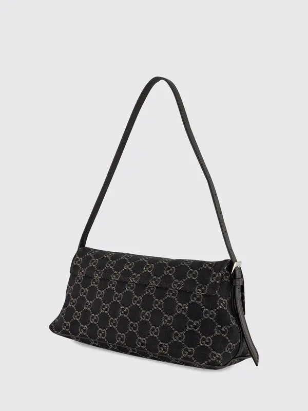 Gucci Madison Denim Shoulder Bag With Gg Monogram And Adjustable Handle