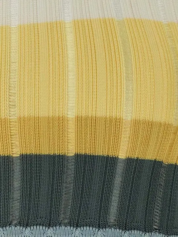 Alaïa Striped Cropped Knit Viscose Blend Top With Square Neckline