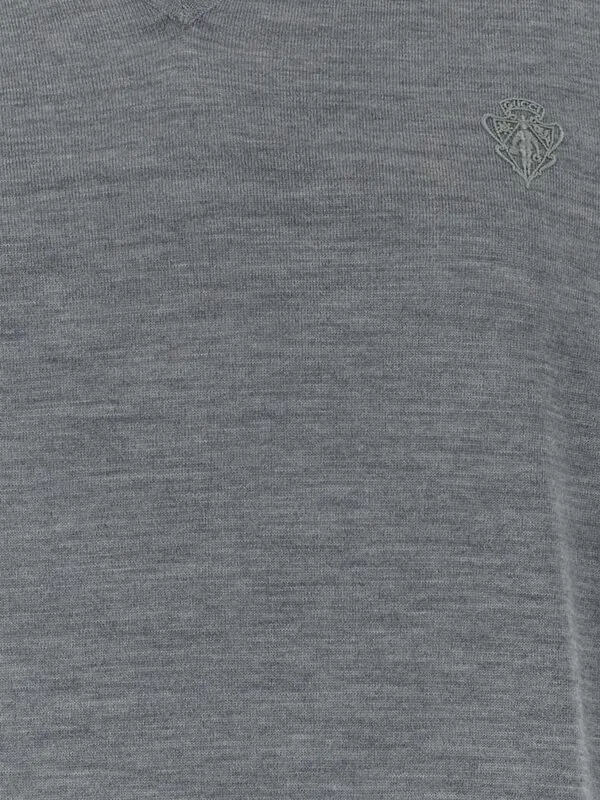 Gucci V-neck 100% Wool Jumper With Ribbed Trims