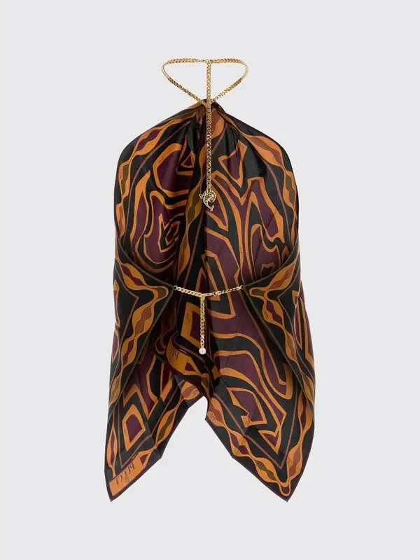 Emilio Pucci Asymmetrical Abstract Print Silk Halterneck Top