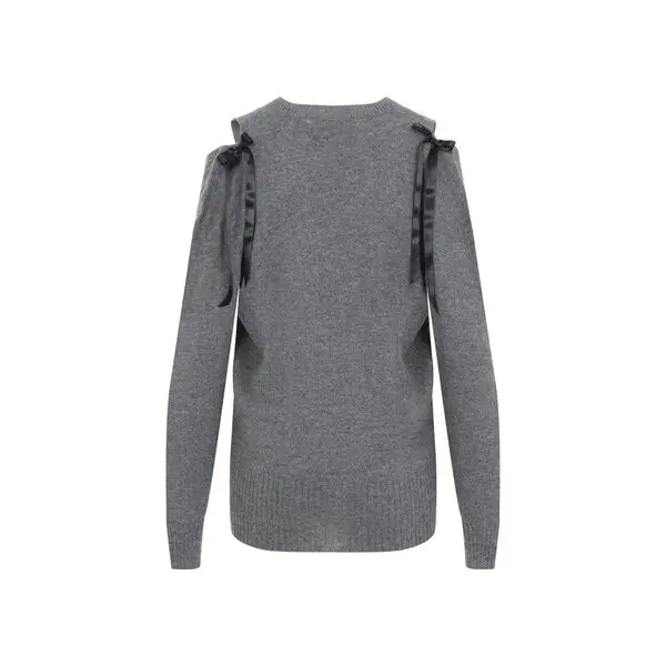 Simone Rocha Relaxed Cashmere Slash V-neck Jumper W/bow