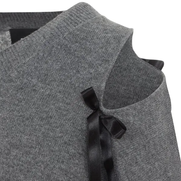 Simone Rocha Relaxed Cashmere Slash V-neck Jumper W/bow