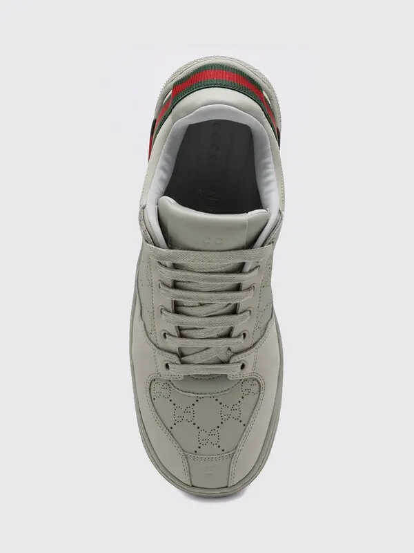Gucci Screener Leather Trainers With Gg Monogram And Web Detail