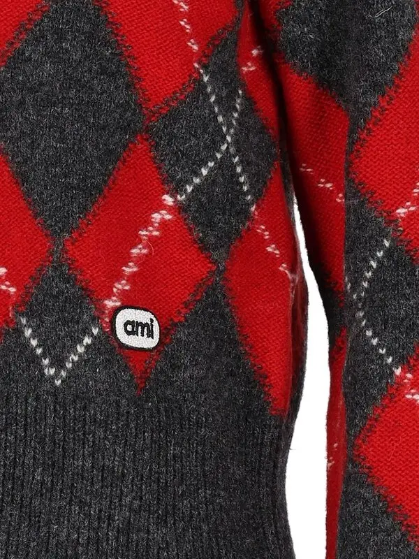 AMI Paris Argyle Wool Cardigan