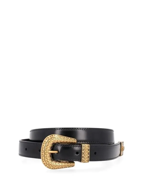 Valentino Garavani Mini Vlogo Signature Leather Belt - Black