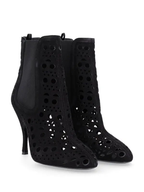 Alaïa Vienne Perforated Suede Ankle Boots