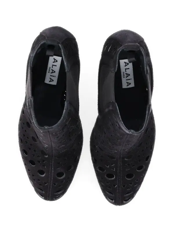 Alaïa Vienne Perforated Suede Ankle Boots