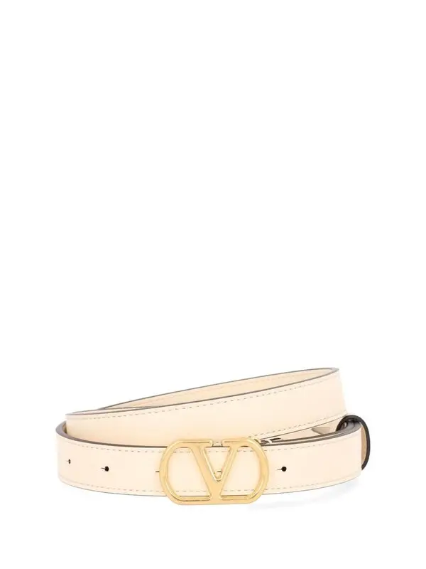 Valentino Garavani Vlogo Signature Leather Belt - White