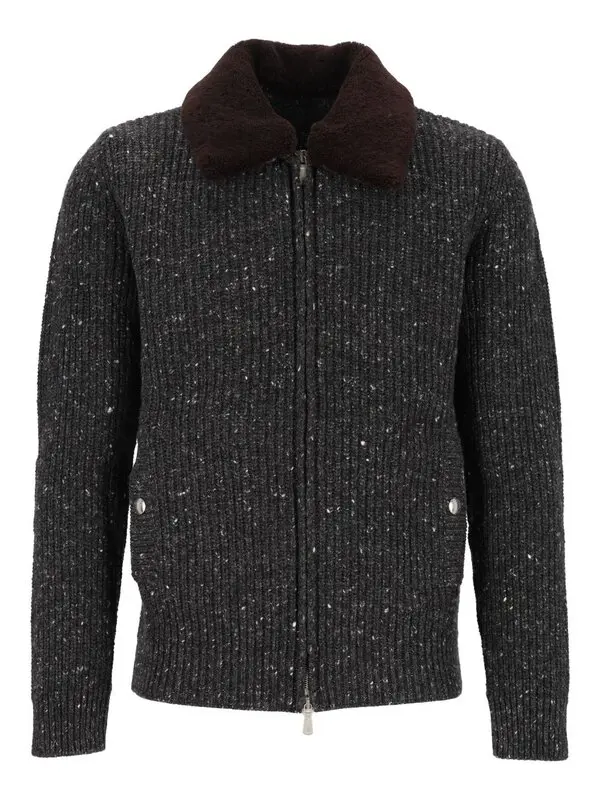 Eleventy Wool And Cashmere Knit Jacket - Gray