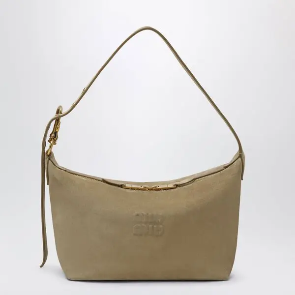 Miu Miu Suede Leather Bowling Bag In Ecru