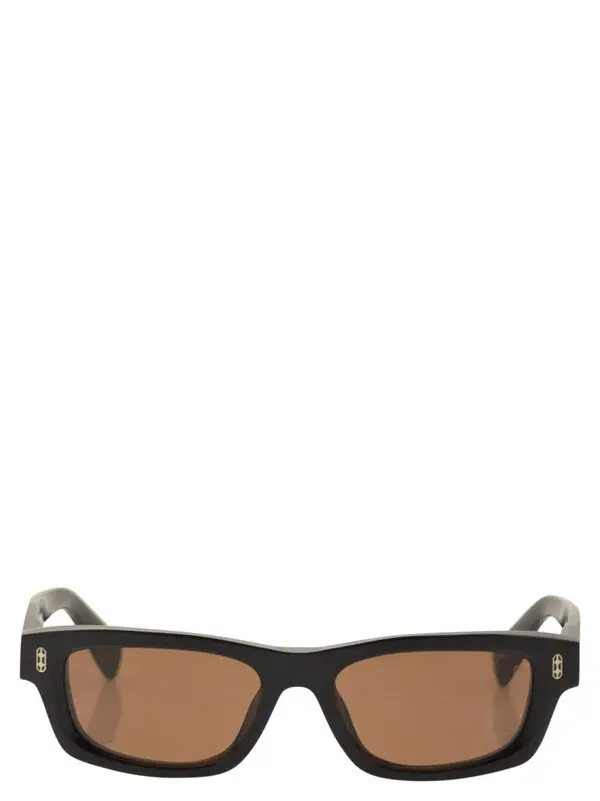 Brunello Cucinelli Rectangular Acetate Sunglasses With Amber Lenses - Black