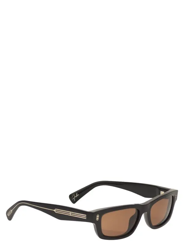 Brunello Cucinelli Rectangular Acetate Sunglasses With Amber Lenses