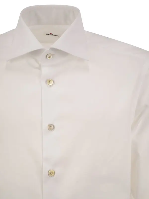 Kiton Pure Cotton Shirt With Spread Collar