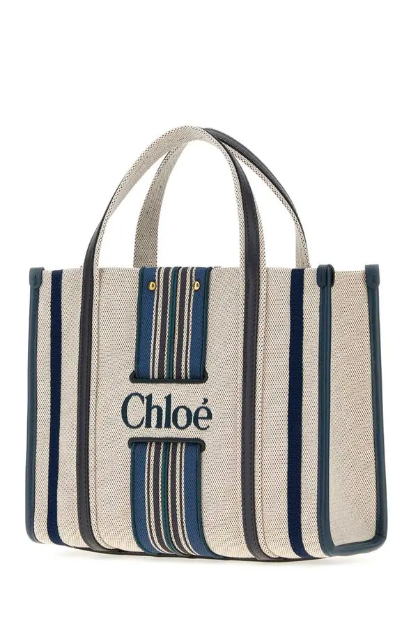 Chloé Embroidered Canvas Woody Loop Shopping Bag