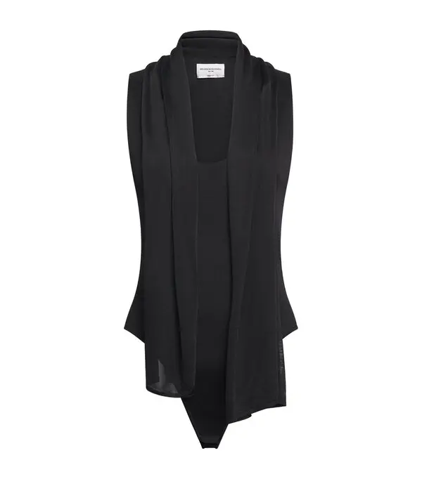 Brandon Maxwell Scarf-neck Capri Bodysuit - Black