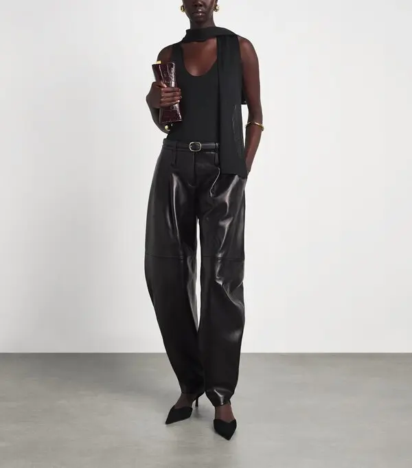 Brandon Maxwell Scarf-neck Capri Bodysuit