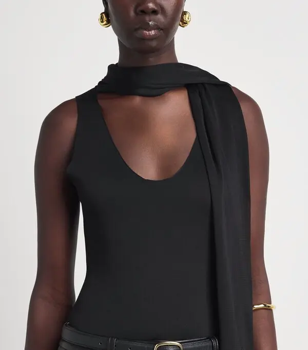 Brandon Maxwell Scarf-neck Capri Bodysuit