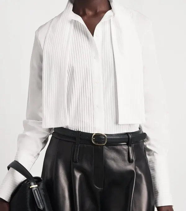 Brandon Maxwell Cotton Scarf-neck Inez Shirt