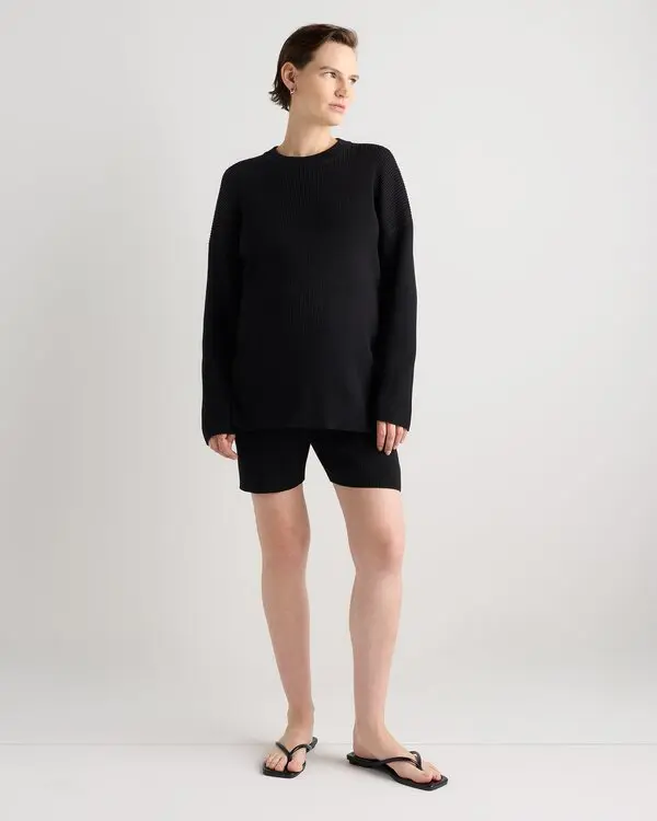 Quince Cotton Cashmere Modern Mama Short Set - Black