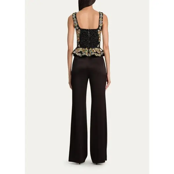 Alice + Olivia Lilianna Embroidered Peplum Top