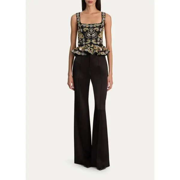 Alice + Olivia Lilianna Embroidered Peplum Top