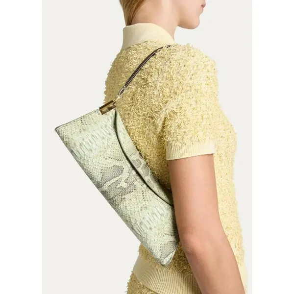 Balmain 64-83 Small Python-embossed Shoulder Bag