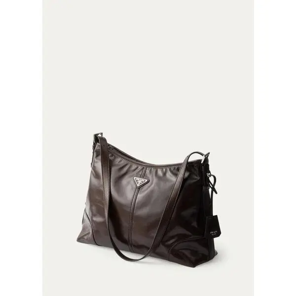 Prada Large Aimee Leather Shoulder Bag - Brown