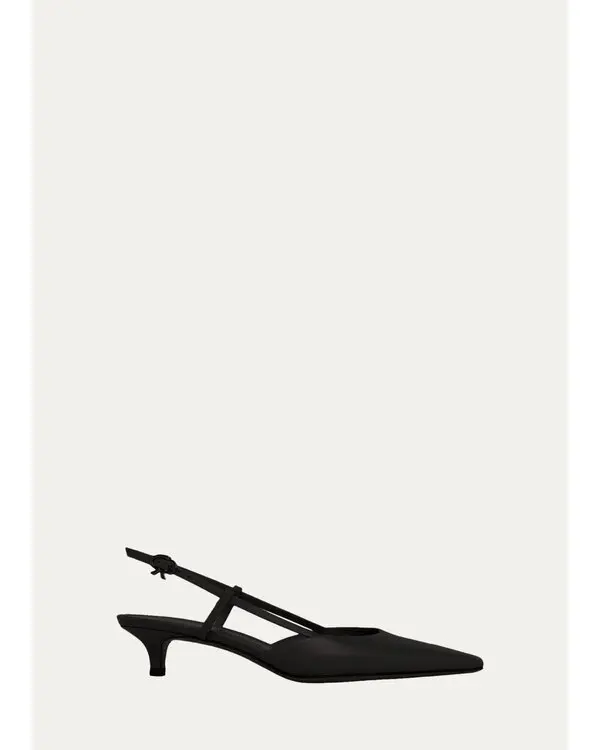 GIANVITO ROSSI 35mm Satin Square-toe Slingback Pumps - Sand