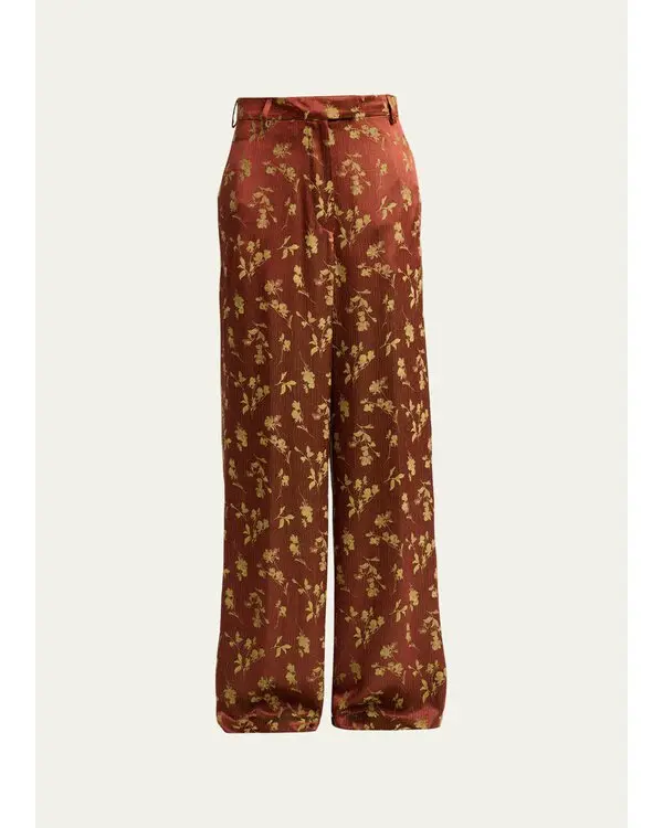 Dries Van Noten Floral Jacquard Wide-leg Pants