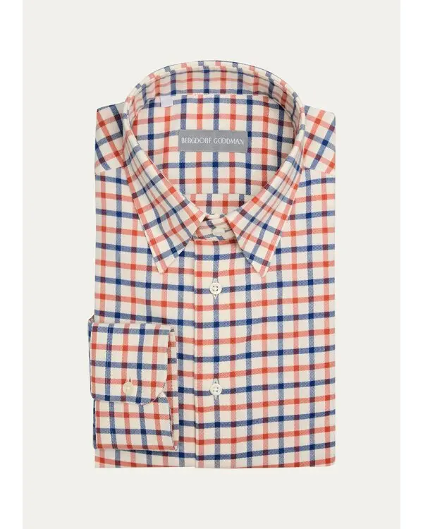 Bergdorf Goodman Plaid Cotton Dress Shirt - Blue Multi