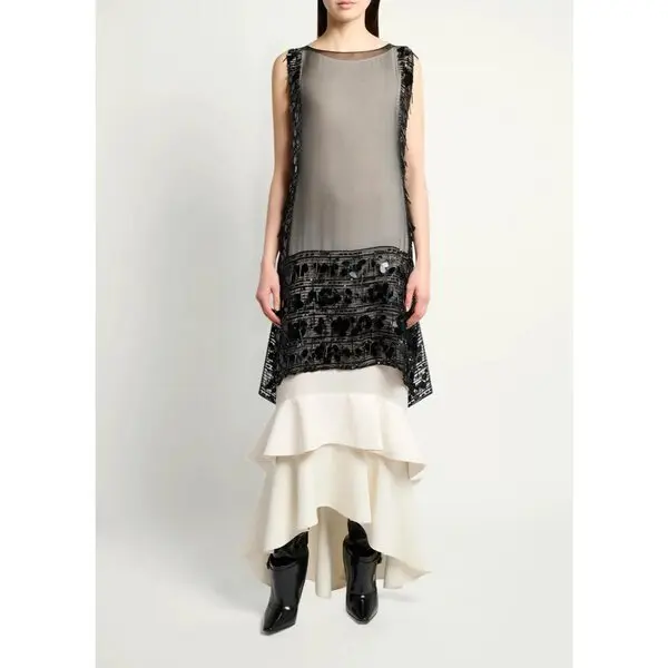 LANVIN Sleeveless Embroidered Overlay Tunic