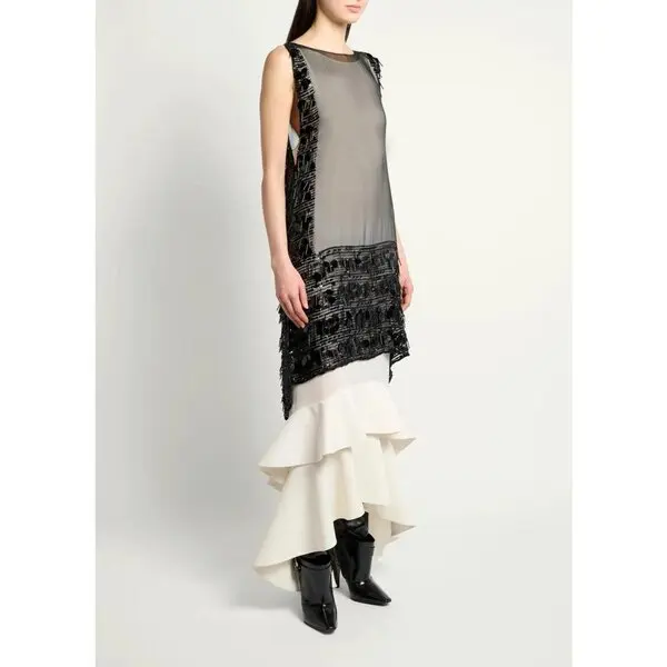 LANVIN Sleeveless Embroidered Overlay Tunic