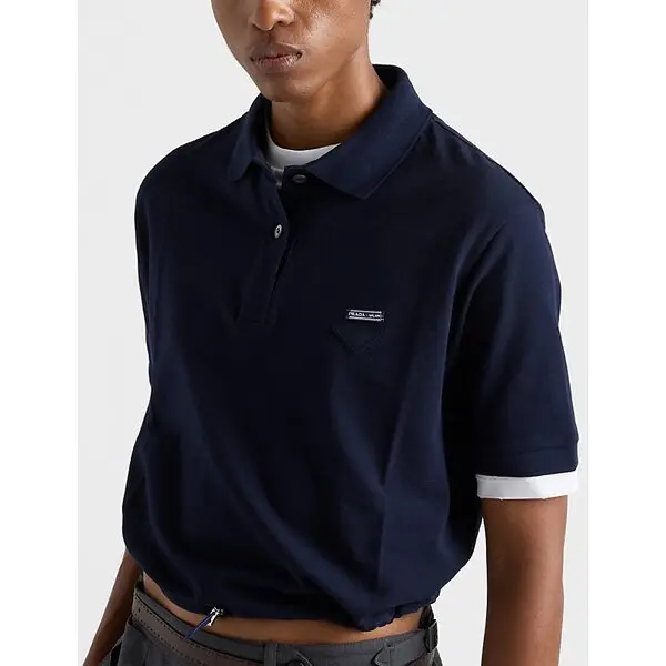 Prada Layered-effect Logo-appliqué Cotton-piqué Polo Shirt