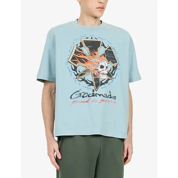 GODMADE Burnout Graphic Cotton T-shirt