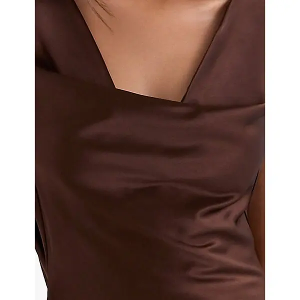 House Of Cb Safaira Draped Cowl Back Maxi Dress - Chocolate