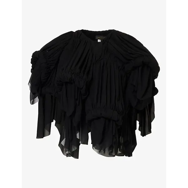 Comme Des Garçons Ruffled Tulle Top - Black