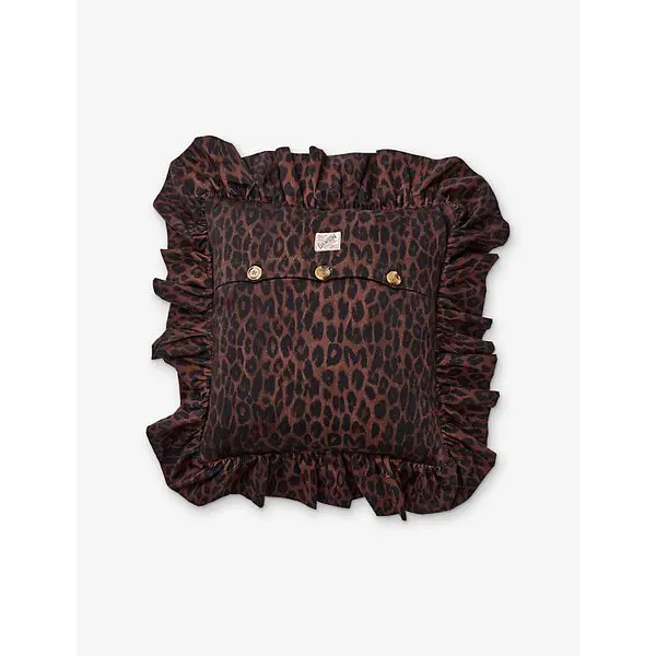 DAMSON MADDER Frilly Cotton Cushion - Leopard