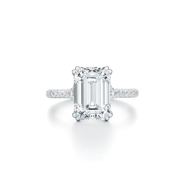 JEAN DOUSSET Elle Emerald Cut Solitaire Lab Diamond Engagement Ring Emerald