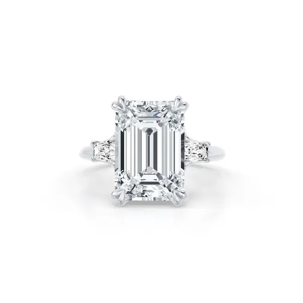 JEAN DOUSSET Jane Emerald Cut Lab Grown Diamond Three Stone Engagement Ring In By