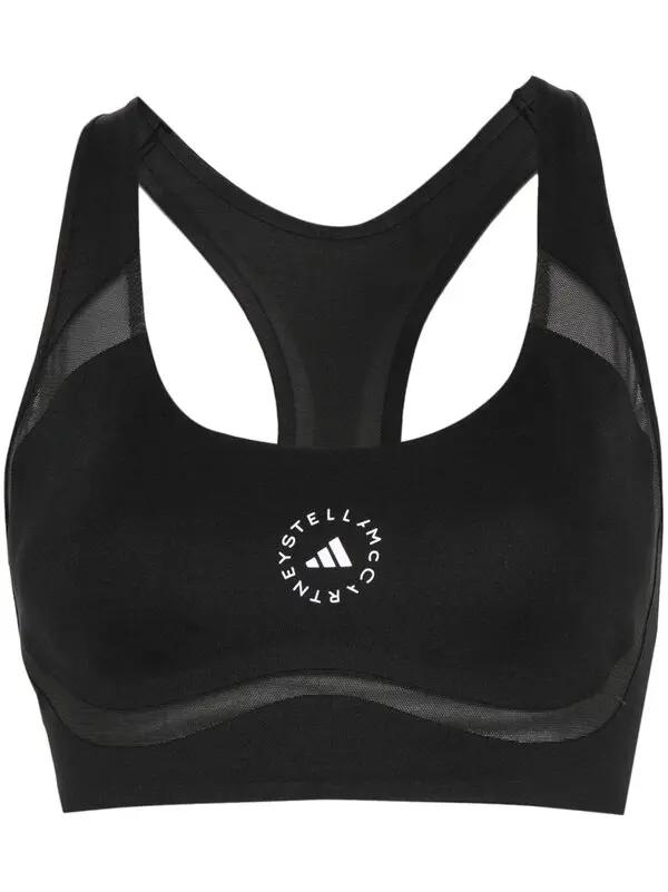 Adidas By Stella McCartney Mini Logo-print Sports Bra - Black
