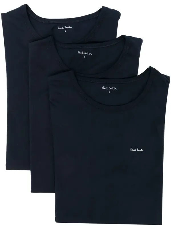 Paul Smith Logo-print Cotton T-shirt Pack Of Three - Navy