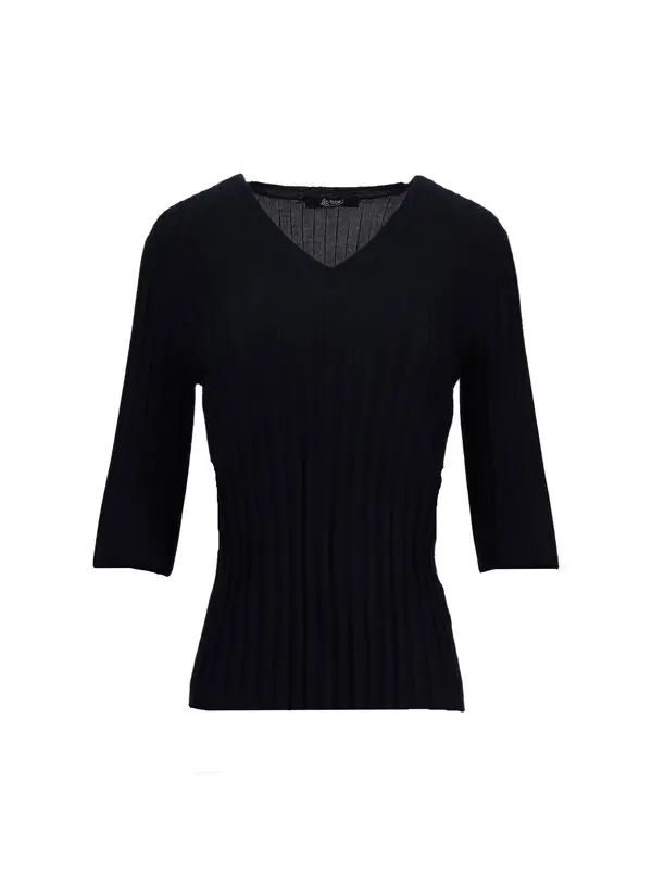 LA ROSE V Neck Cashmere-silk Blend Knit Top
