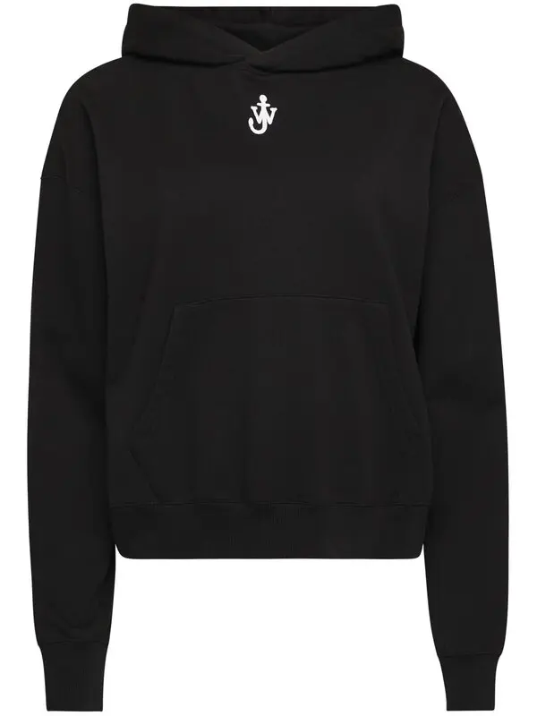 JW Anderson Embroidered Hoodie With Front Pouch Pocket For - Black