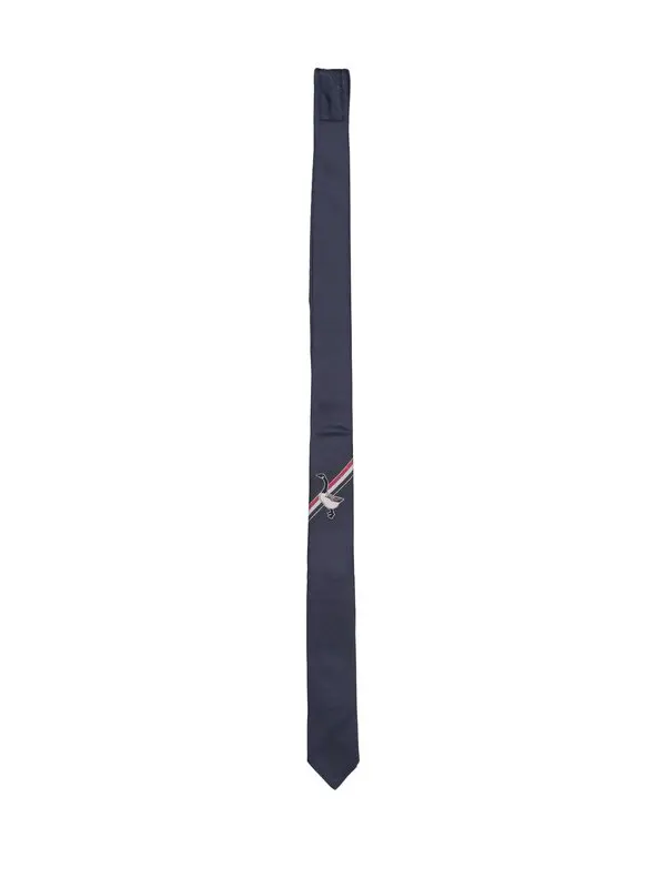 Thom Browne Classic Tie In Engineered Rwb Goose With Tie Jacquard