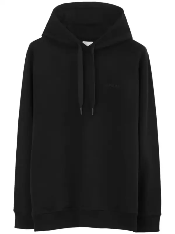 Burberry Checked Cotton Hoodie For - Black