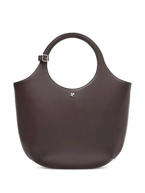 COURREGES Medium Grained Leather Tote Handbag
