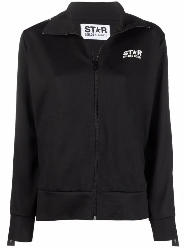 GOLDEN GOOSE Zip-up Track Jacket With Logo Star Design - Black/white