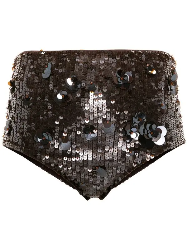 PAROSH Sparkling High-waisted Mini Shorts For