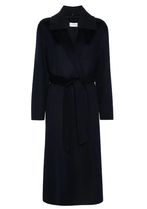 PAROSH Brushed Wool Long Jacket With Detachable Collar